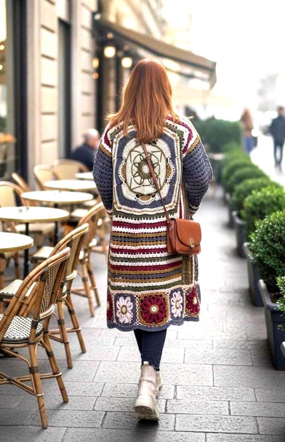 Crochet Persian Mandala Design Cardigan: Boho Patchwork Colorful Floral ...