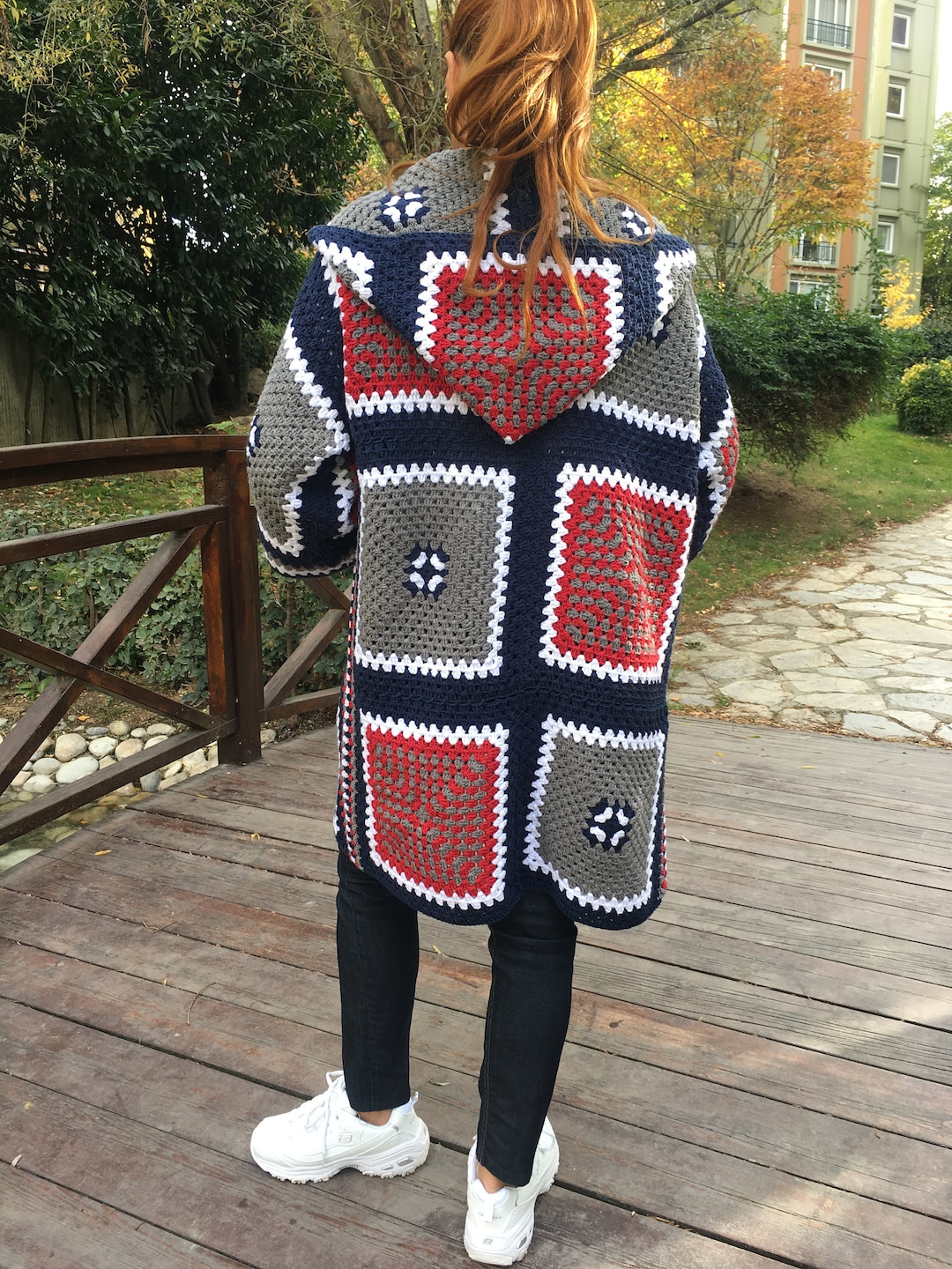 Crochet Cardigan,granny Square Cardigan,hooded Cardigan,oversize Coat ...