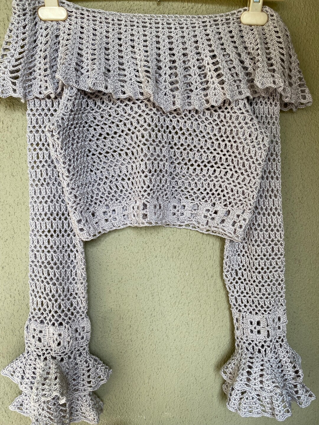 Crochet Long Sleeve Top, Crochet Mesh Crop,crochet Cropped ,crochet ...