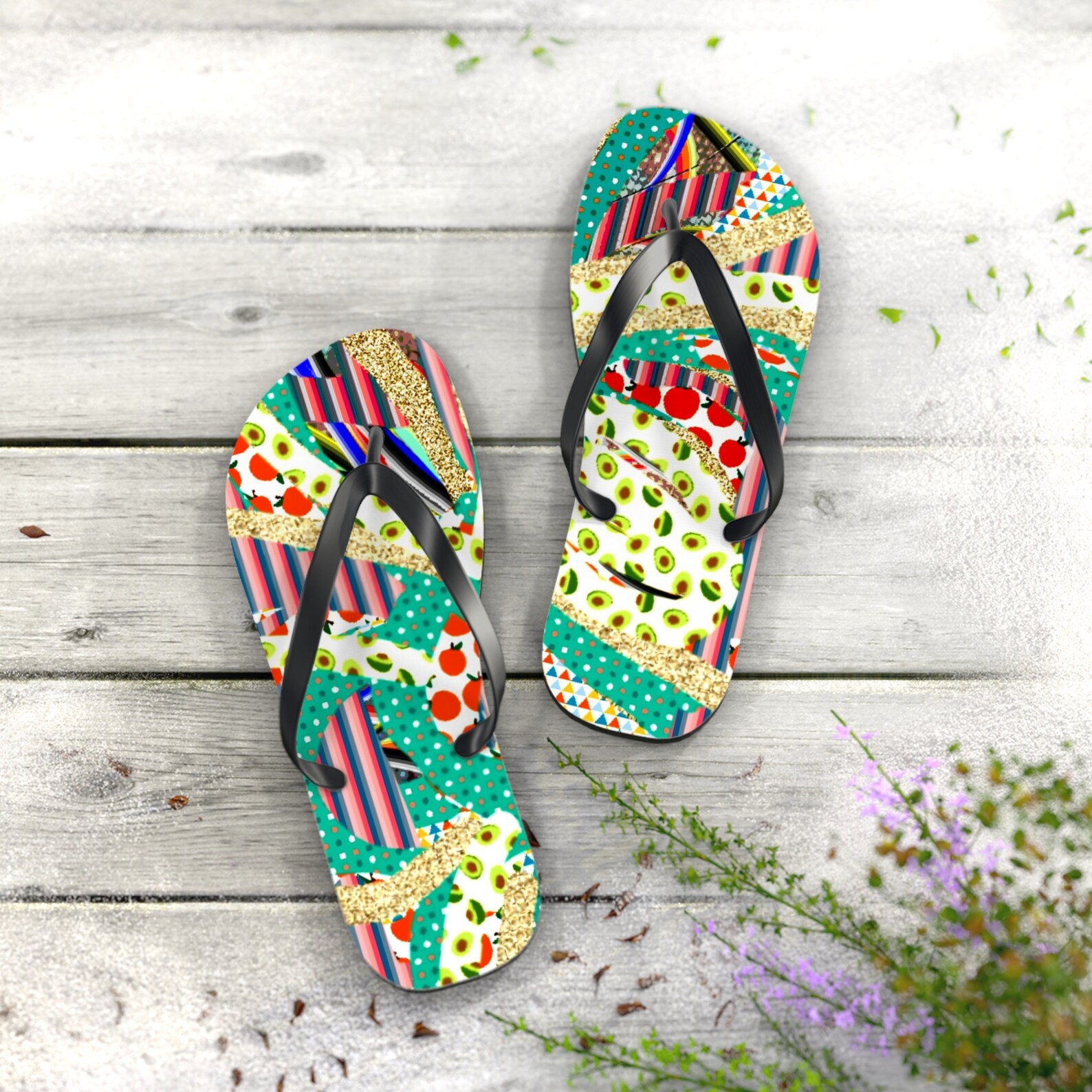 Flip Flops, Art by Antoniavtheartist, Psychedelic, Funky Shoes, Summer ...