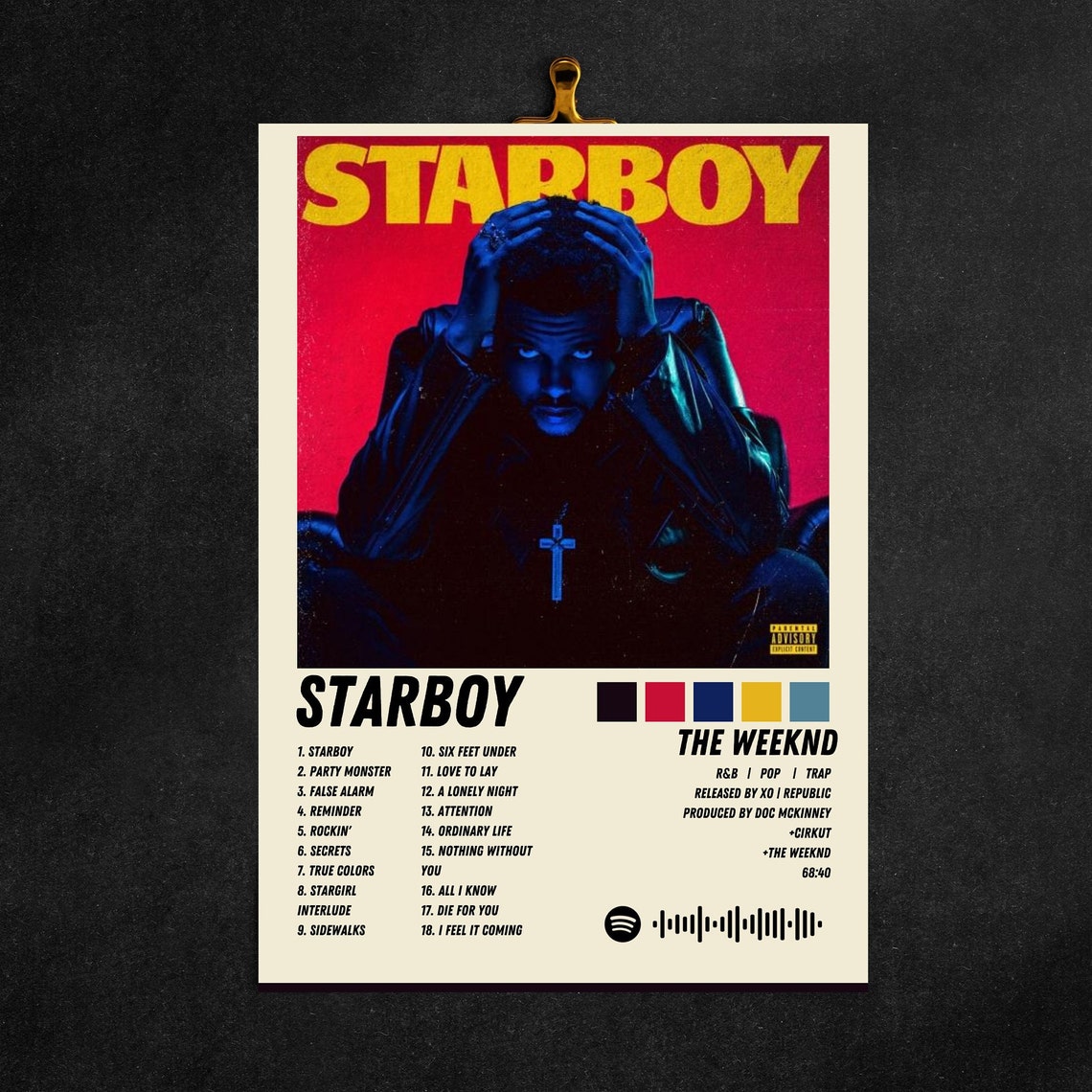 The Weeknd Starboy Album Cover Poster Print High Quality - Etsy