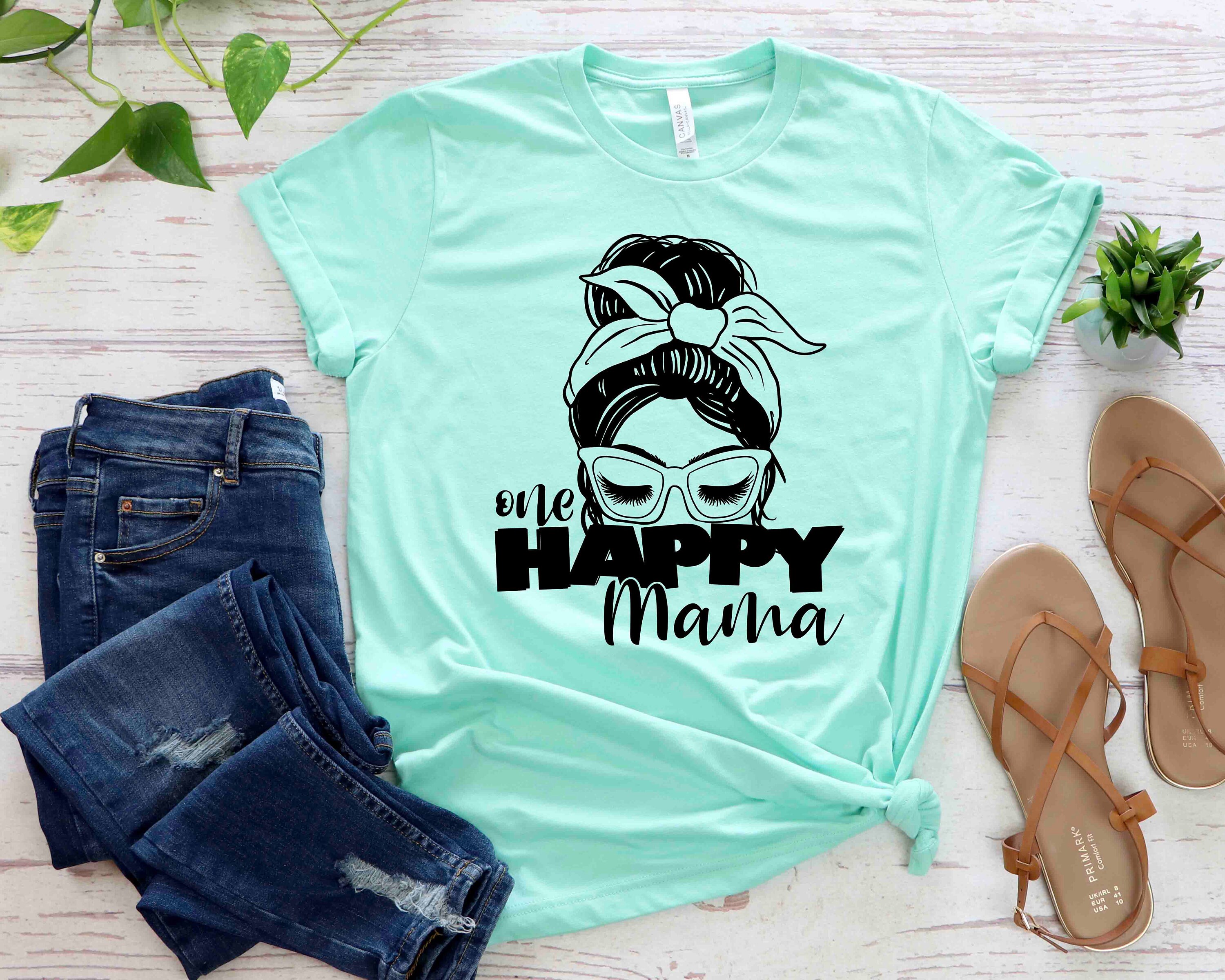 One Happy Mama Black White PNG JPG SVG Design Mother's - Etsy