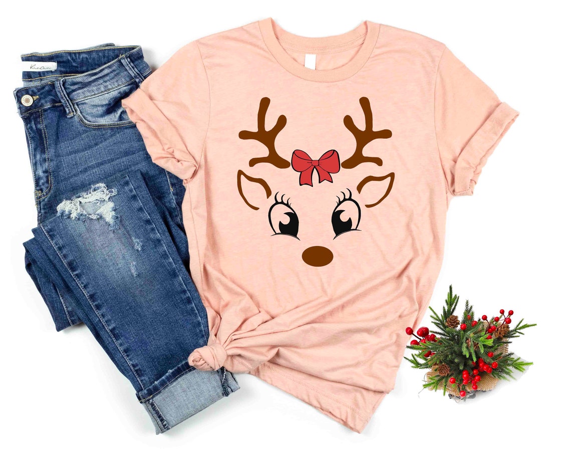 Girl Reindeer SVG PNG EPS Christmas Svg Reindeer Face Svg - Etsy