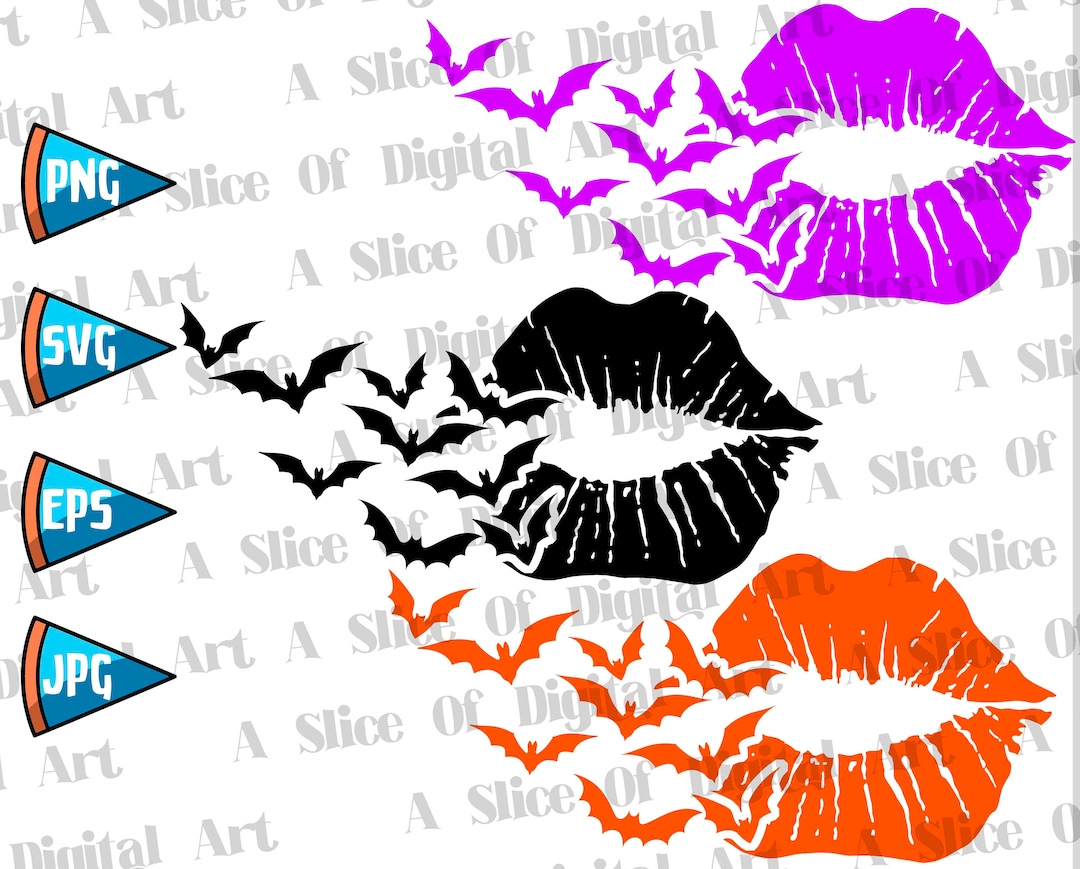 Bat Kiss Lips SVG PNG EPS Witch Bats Sexy Horror Scary Happy - Etsy