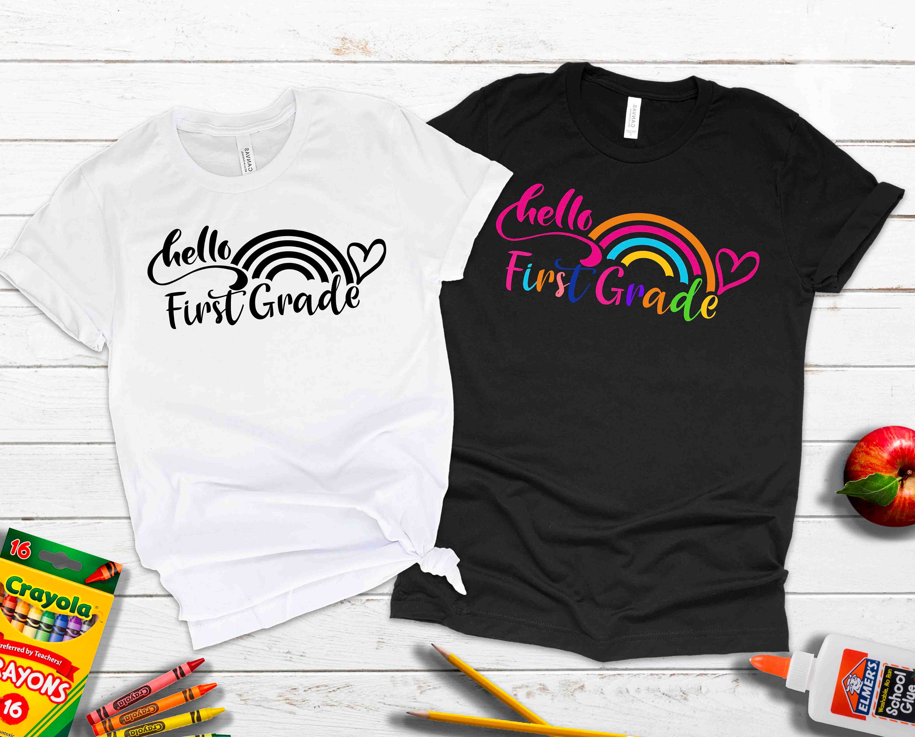 Hello First Grade Rainbow PNG SVG EPS First Day of School Teacher ...