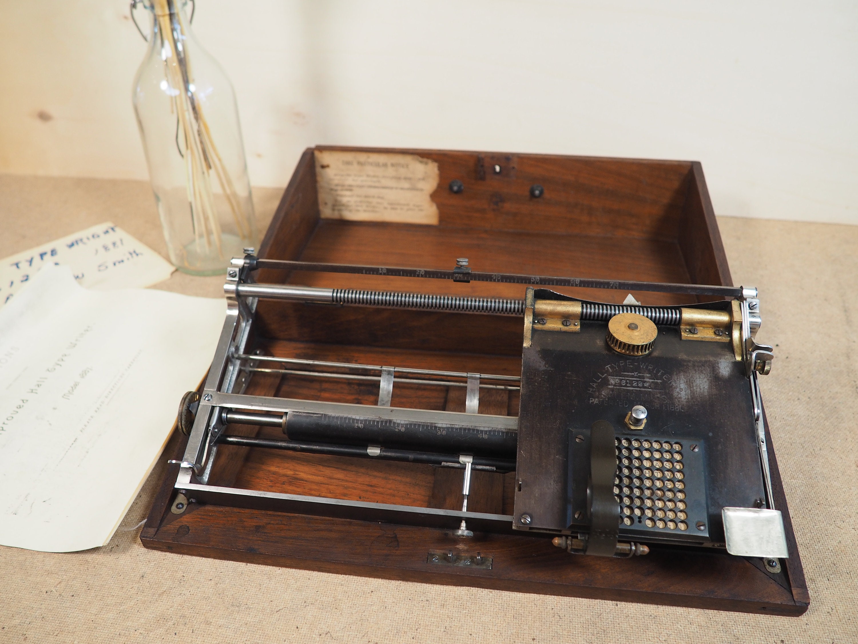 Typewriter HALL INDEX Typewriter 1887 Rare in Beautiful Condition With ...