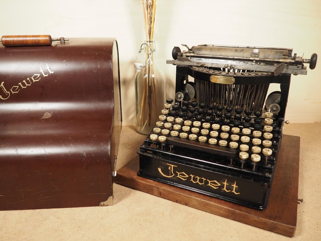 JEWETT Mod# 1 (1892) Typewriter With Base and Case Rare Antique Type ...
