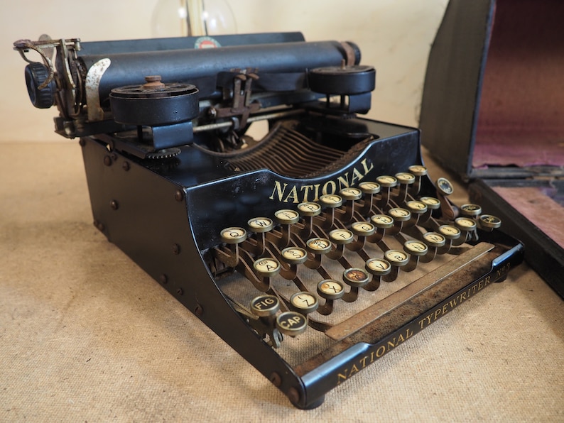 Typewriter National 3 1918 Rare Portable Typewriter Antique Original ...