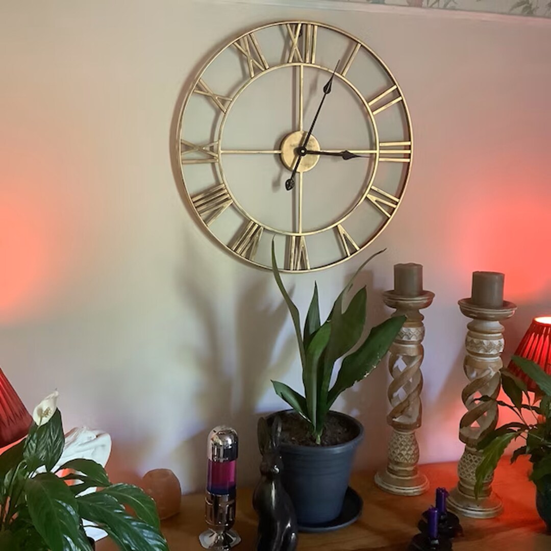 Handmade Roman Wall Clock, Extra Large Roman Numerals Skeleton Wall ...