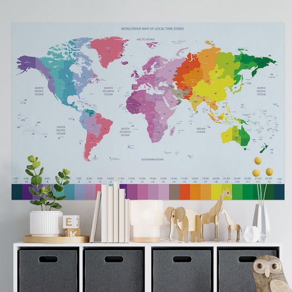 World Map Wall Decal - Etsy