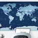 Blue World Map Peel and Stick Wall Sticker, Self Adhesive Removable ...