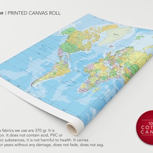 Large Canvas World Map: Educational Wall Art, Framed - Etsy
