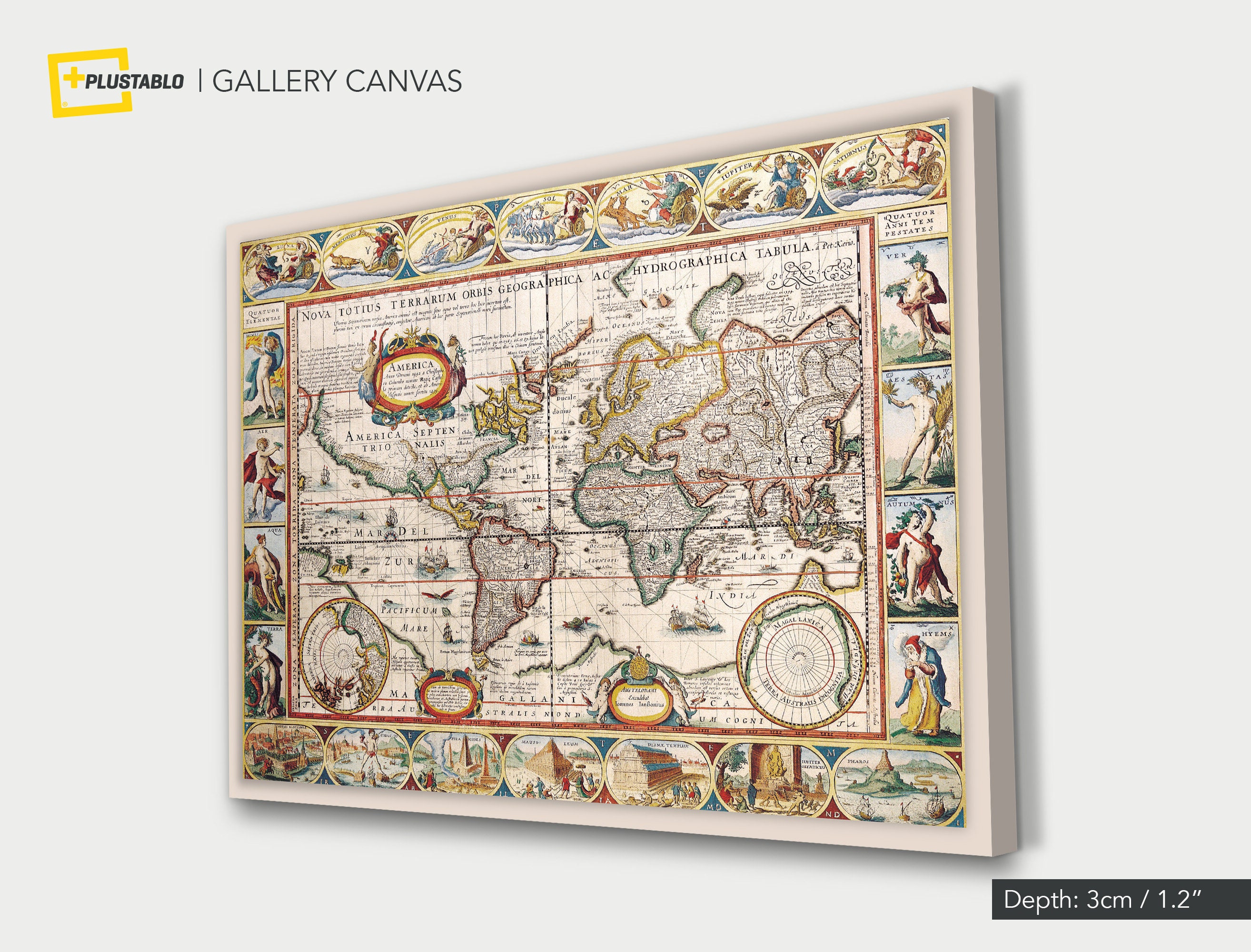 Vintage Framed Old World Map Wall Art, Aesthetic World Map Canvas Print ...