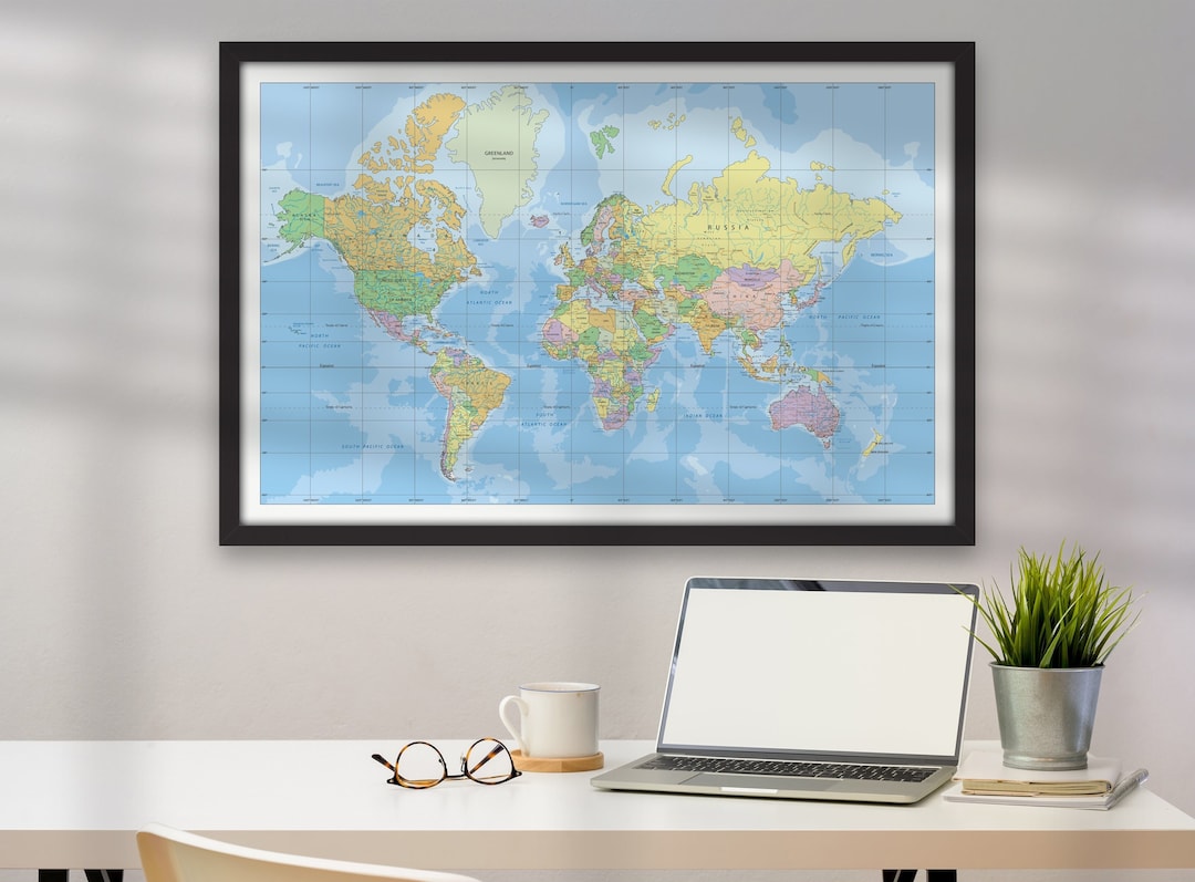 Large Canvas World Map, Education World Map, Framed World Map, World ...