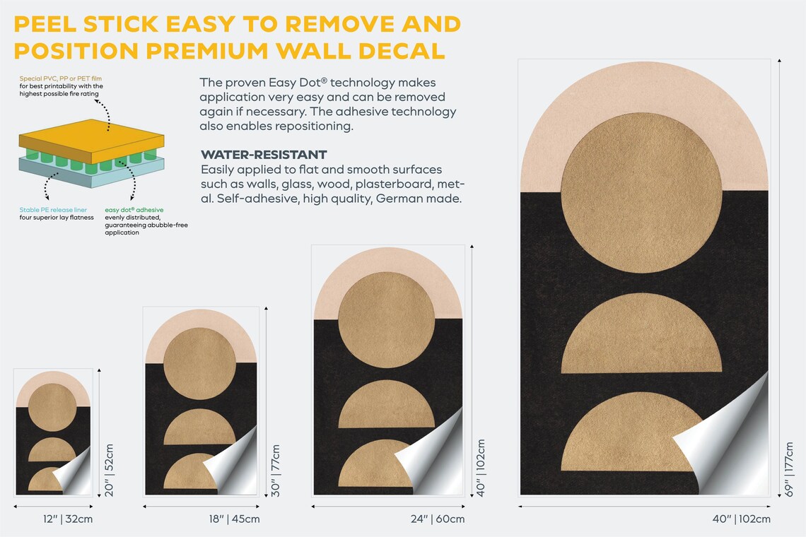 Minimalist Moon Arch Wallpaper Decal: Earth Tone Peel and Stick Wall ...