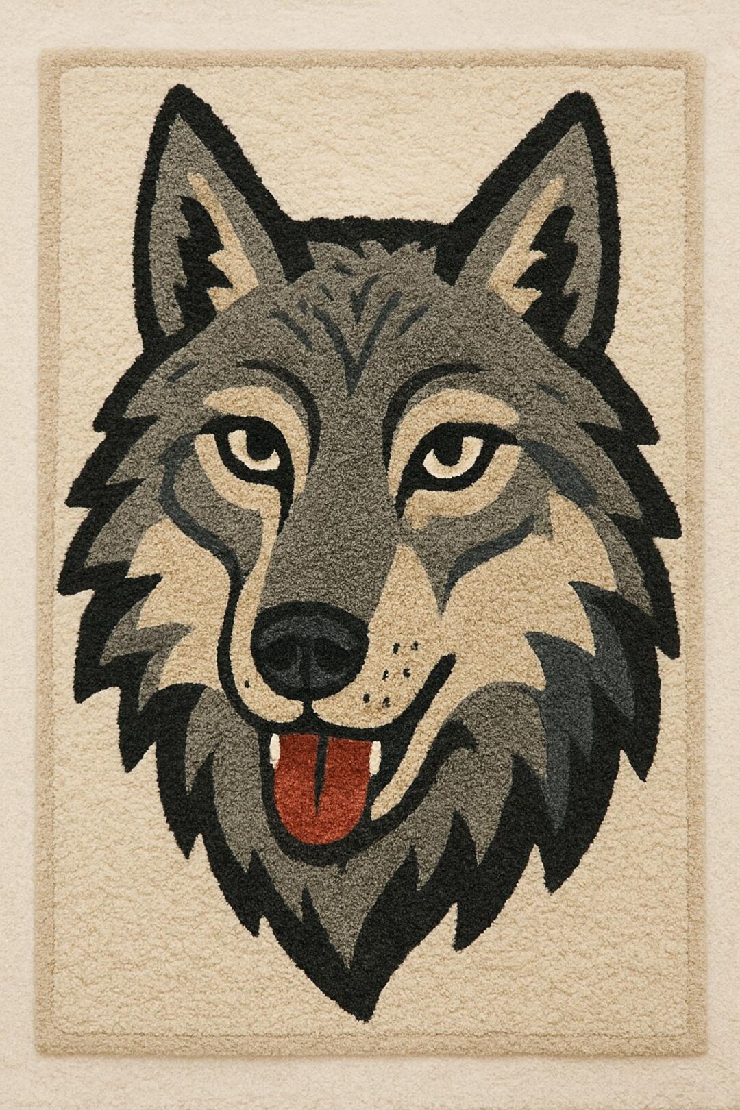 Handmade Wolf Rug Animal Head Carpet Rustic Lodge Decor Custom Tufted ...