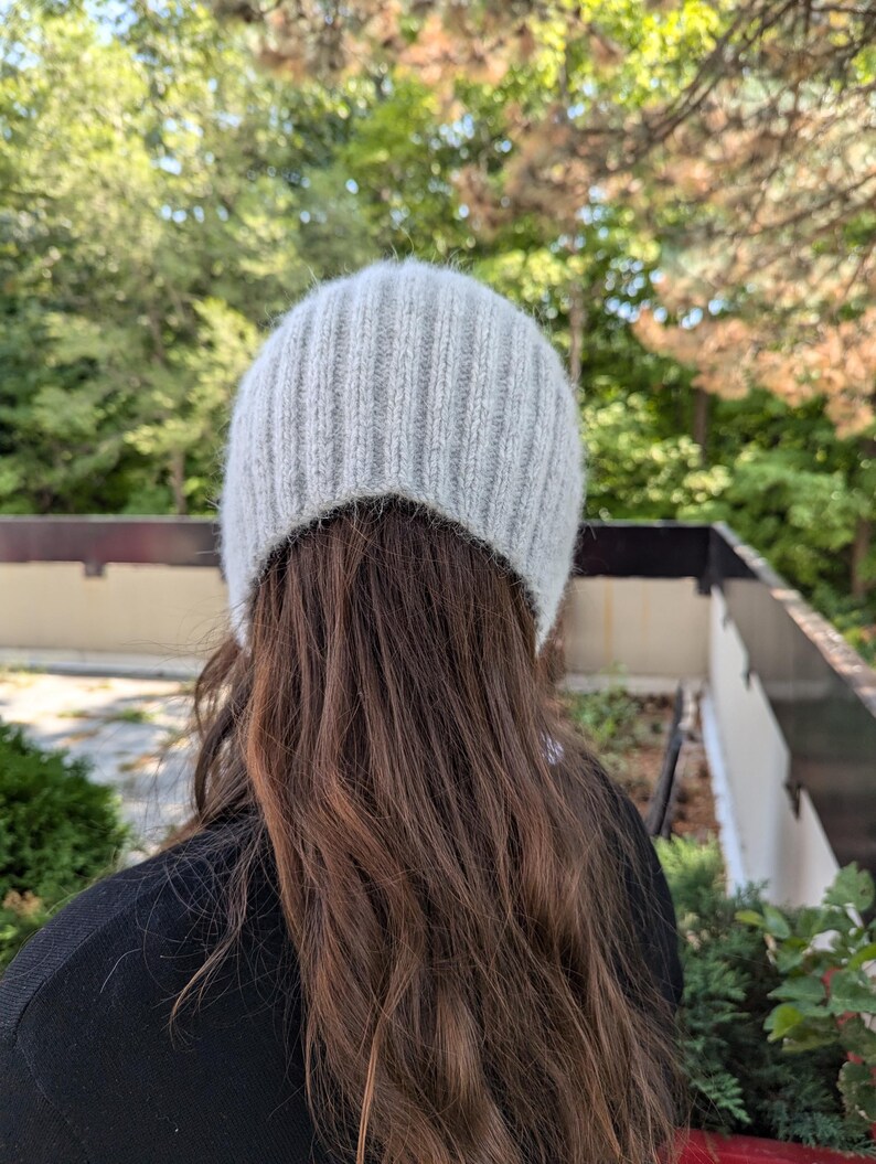 Hand-knit Angora Wool Bonnet: Light Gray Retro Skating Hat - Etsy