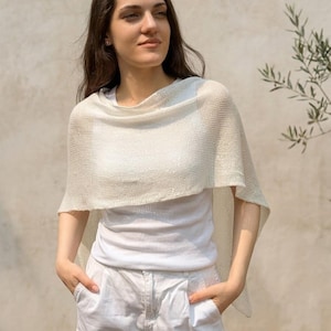 Hand-knitted Linen Sequin Shrug: Lightweight Summer Poncho - Handmade ...