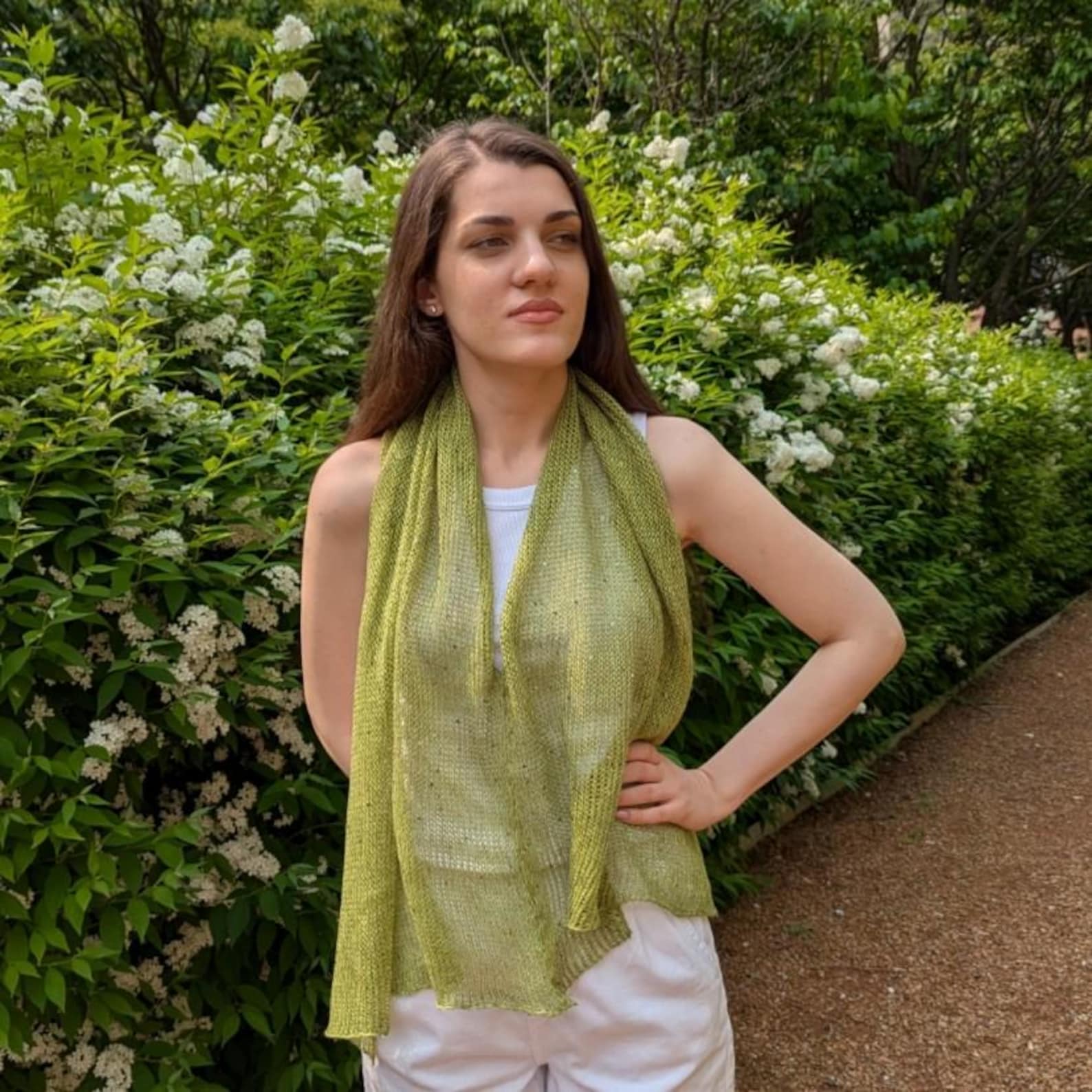 Hand-knitted Linen Sequin Shrug: Lightweight Summer Poncho - Handmade ...