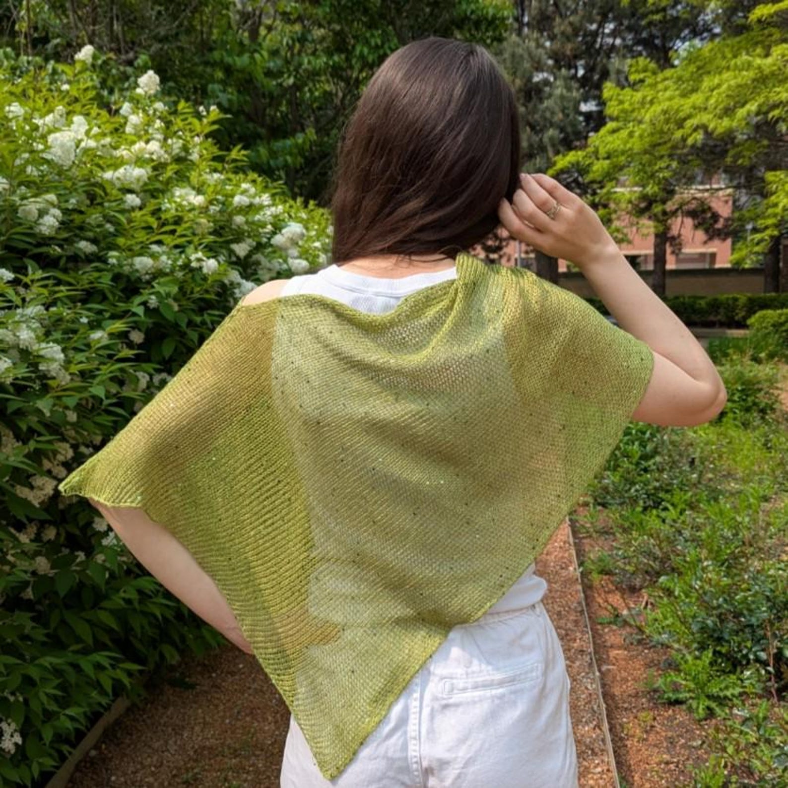 Hand-knitted Linen Sequin Shrug: Lightweight Summer Poncho - Handmade ...