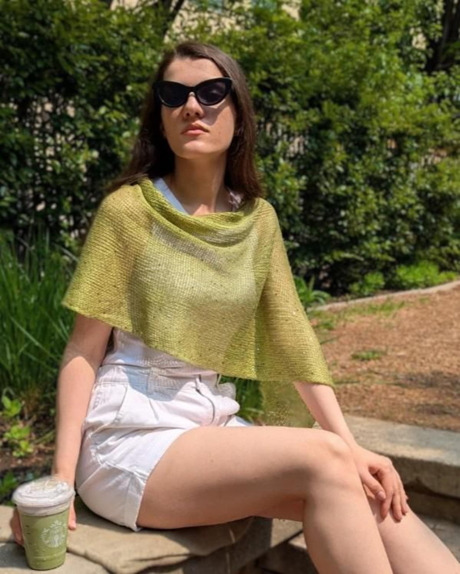 Hand-knitted Linen Sequin Shrug: Lightweight Summer Poncho - Handmade ...