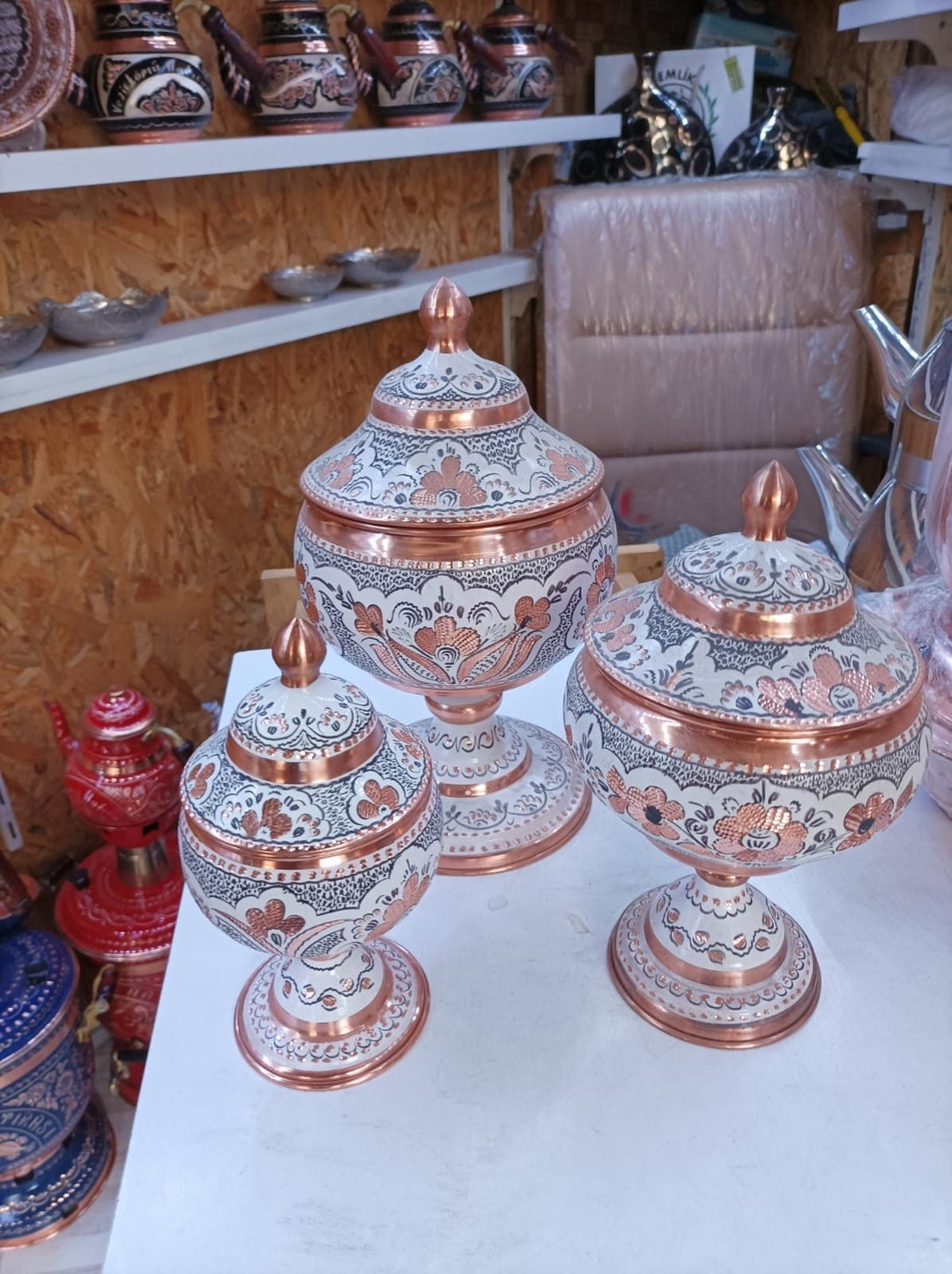 Copper Candybowl Set of 3 Traditional Copper Handmade Sugar - Etsy