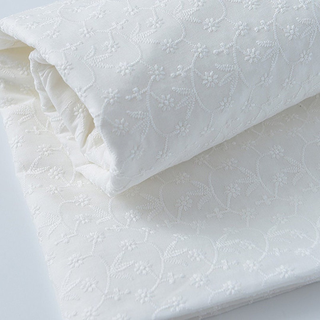 Flower Cotton Fabric,wedding Cotton Fabric,embroidered Fabric,white ...