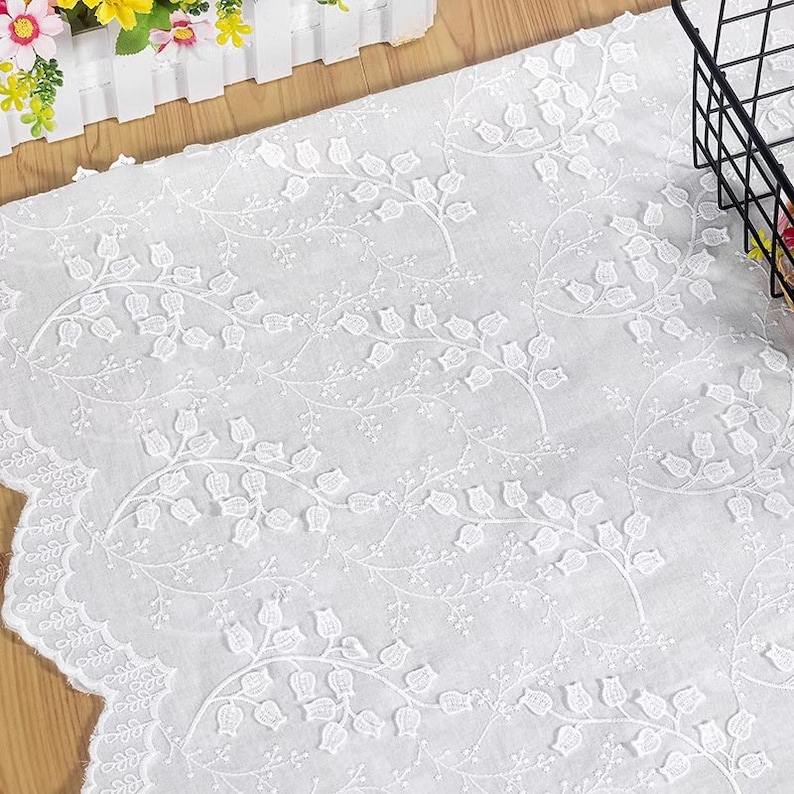 Flower Cotton Fabric,embroidered Fabric,white Fabric,summer Dress ...