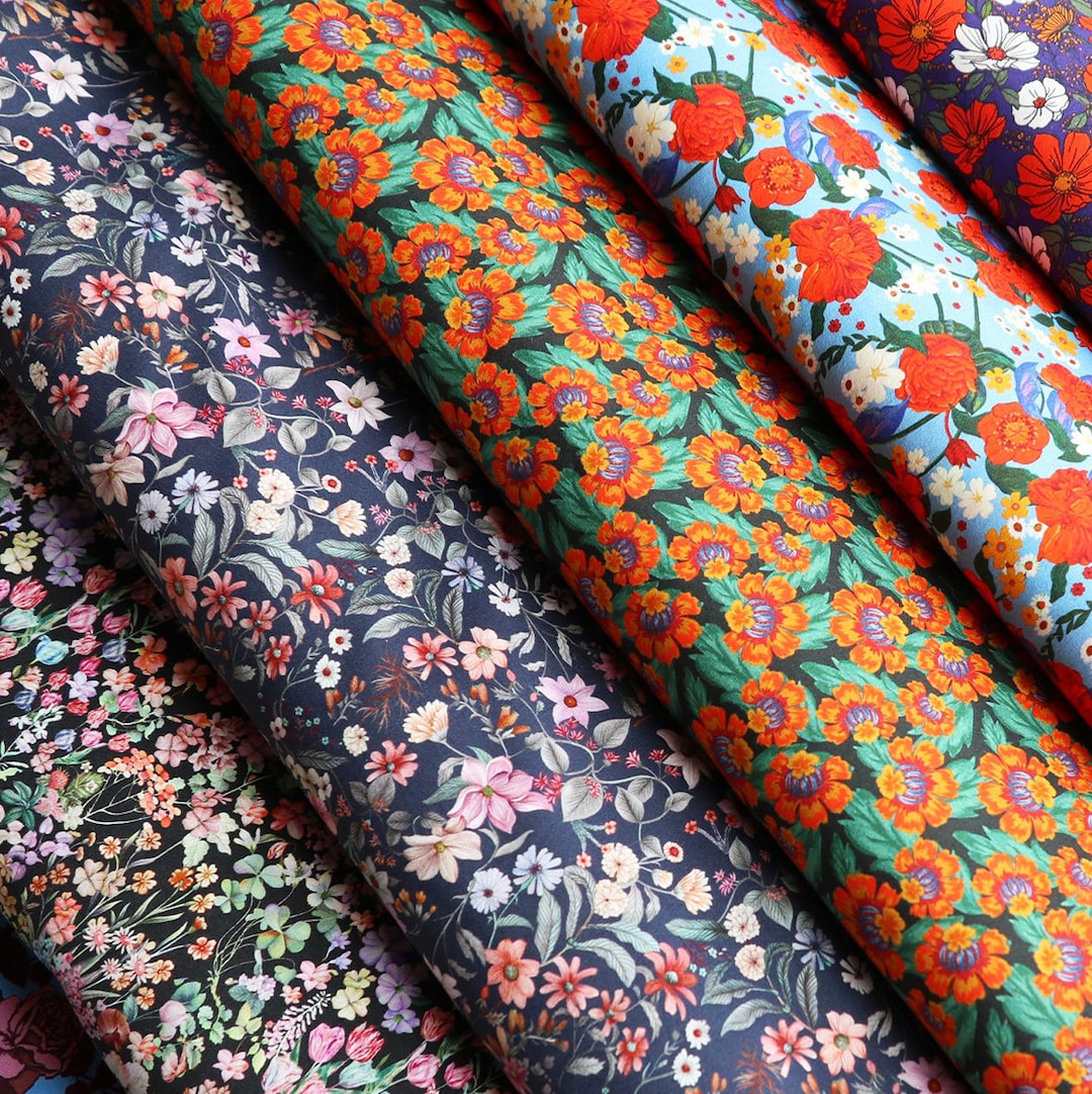 Flower Cotton Fabric,designer Fabric,flower Fabric,printed Flower ...