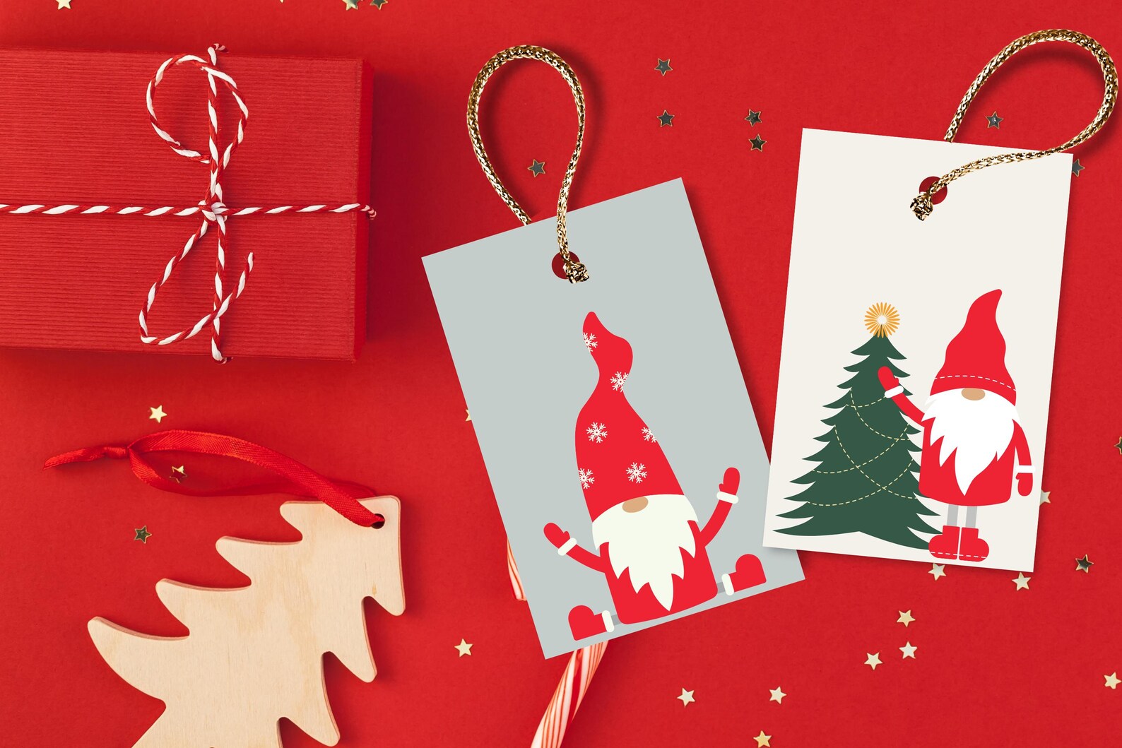 Festive Gnome Gift Tags & Cards Bundle – Printable Christmas Digital ...