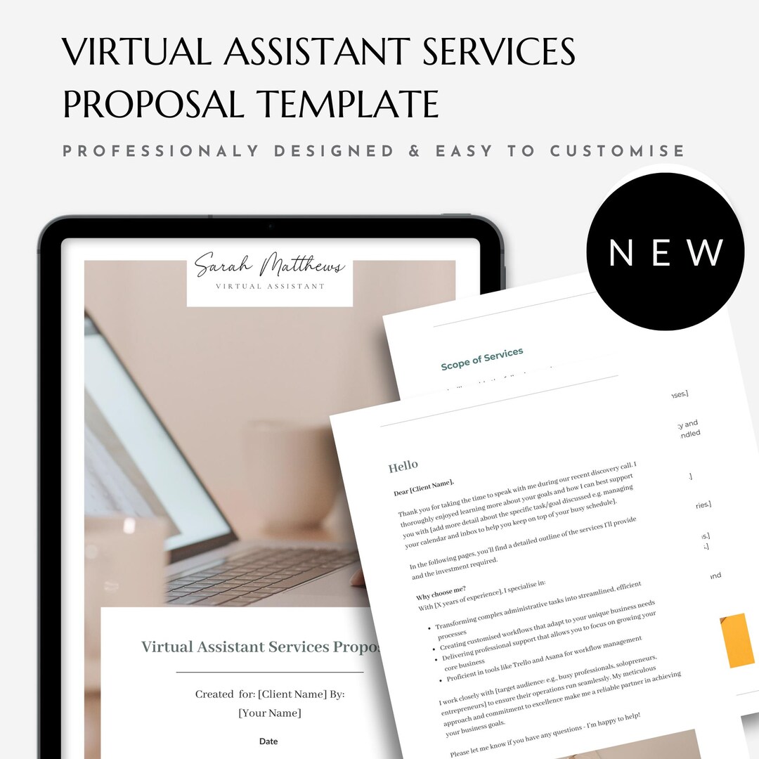 Editable Virtual Assistance Proposal Template | Customisable Canva ...
