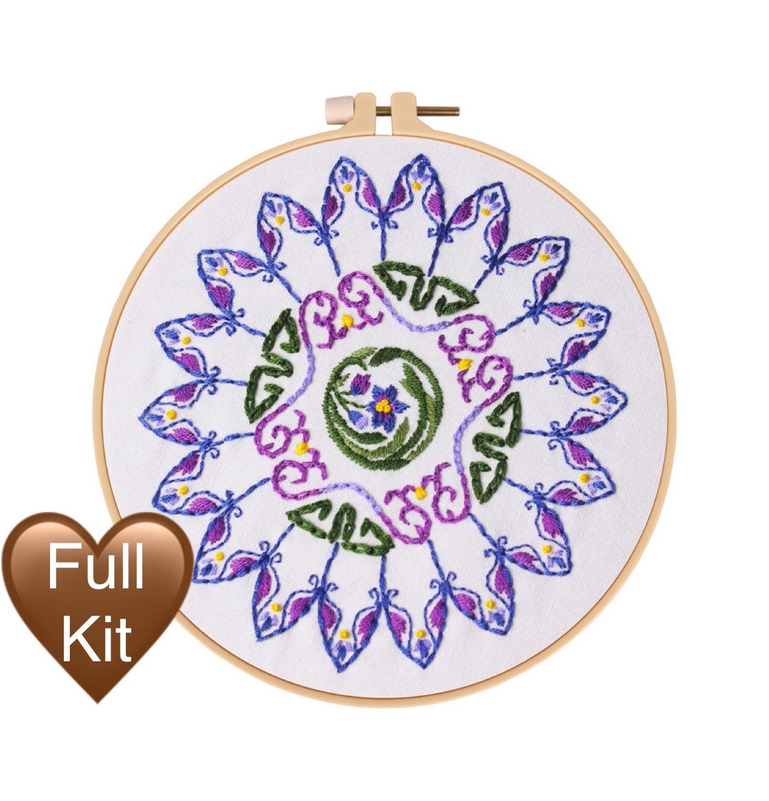 Mandala Embroidery Kit Hand Embroidery for Beginners Needlepoint Hoop ...