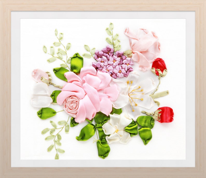 Ribbon Embroidery Kit for Beginner Vintage Flower Pattern - Etsy