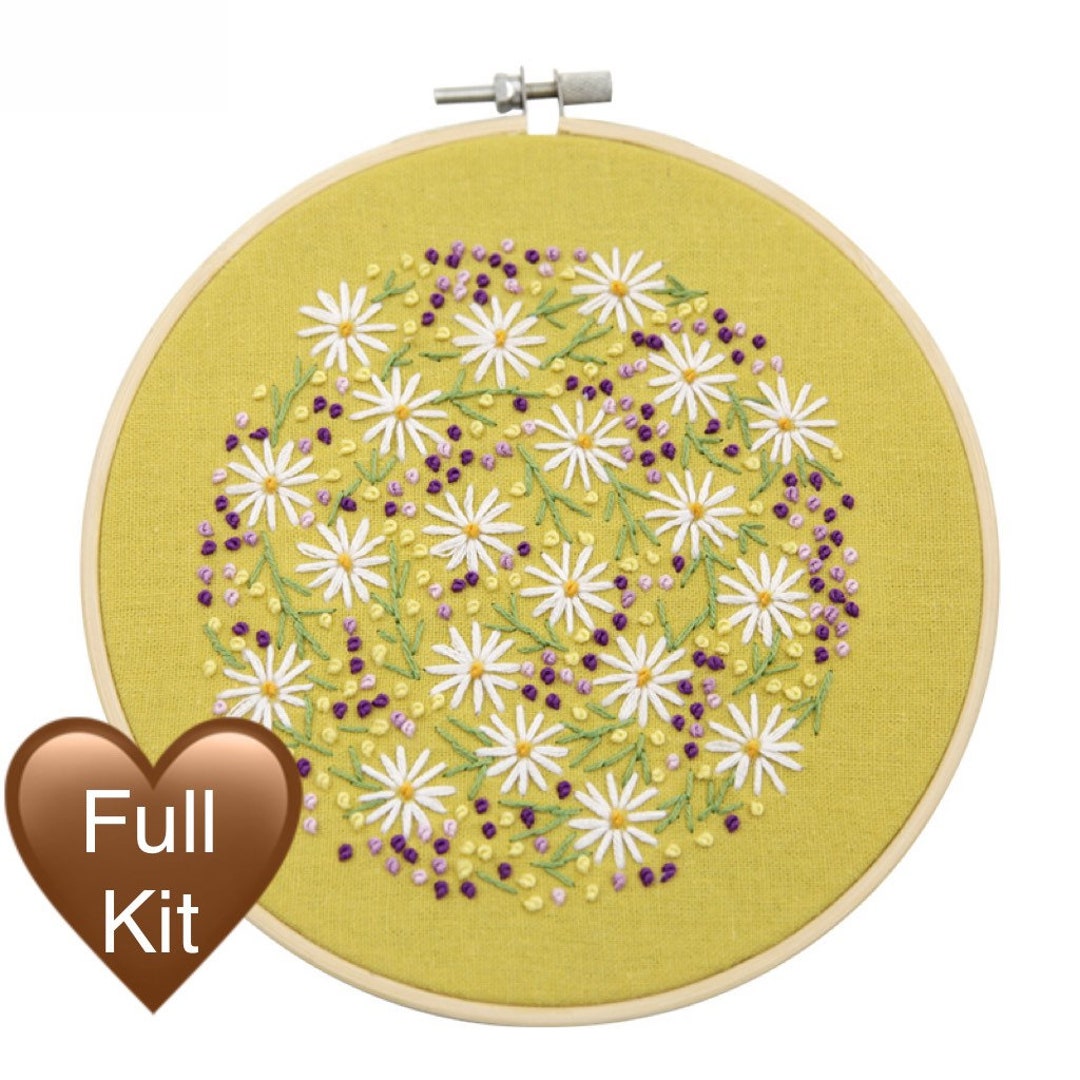 Easy Daisy Embroidery Beginner Kit Modern Flower Plant Hand Embroidery ...