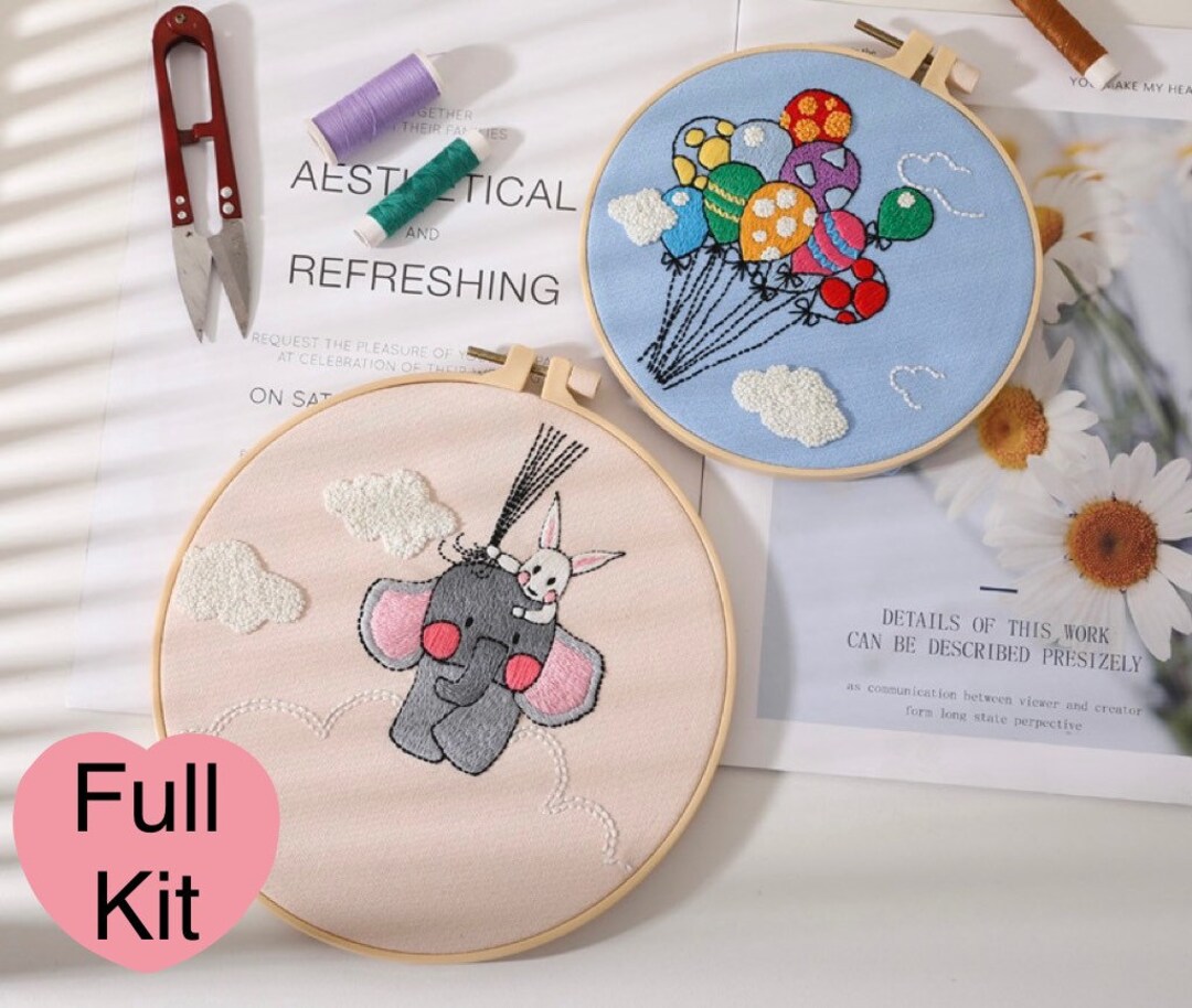 Flying Elephant Embroidery Kit: Beginner Needlepoint Full Set - Etsy