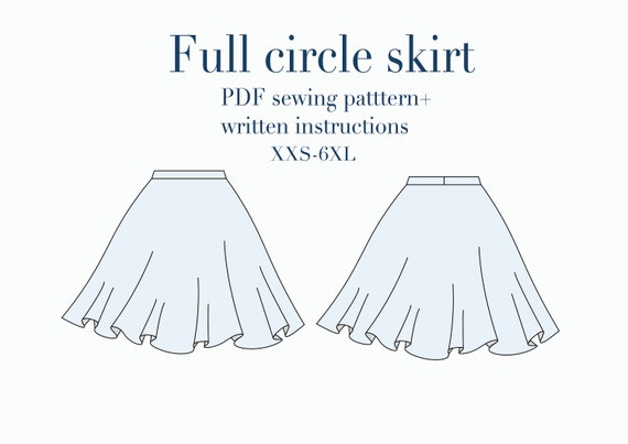 Full Circle Skirt PDF Sewing Pattern Sizes XXS-6XL - Etsy