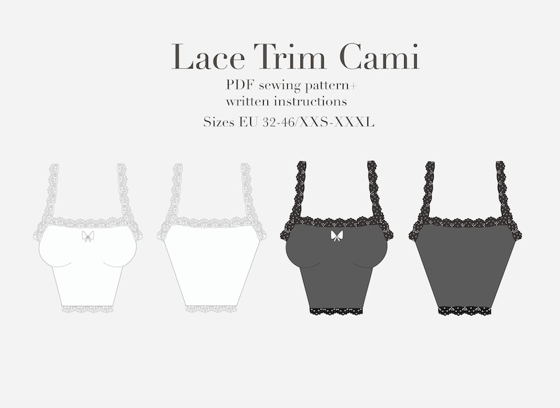 Lace Trim Cami PDF Sewing Pattern, Sizes XXS-XXXL - Etsy