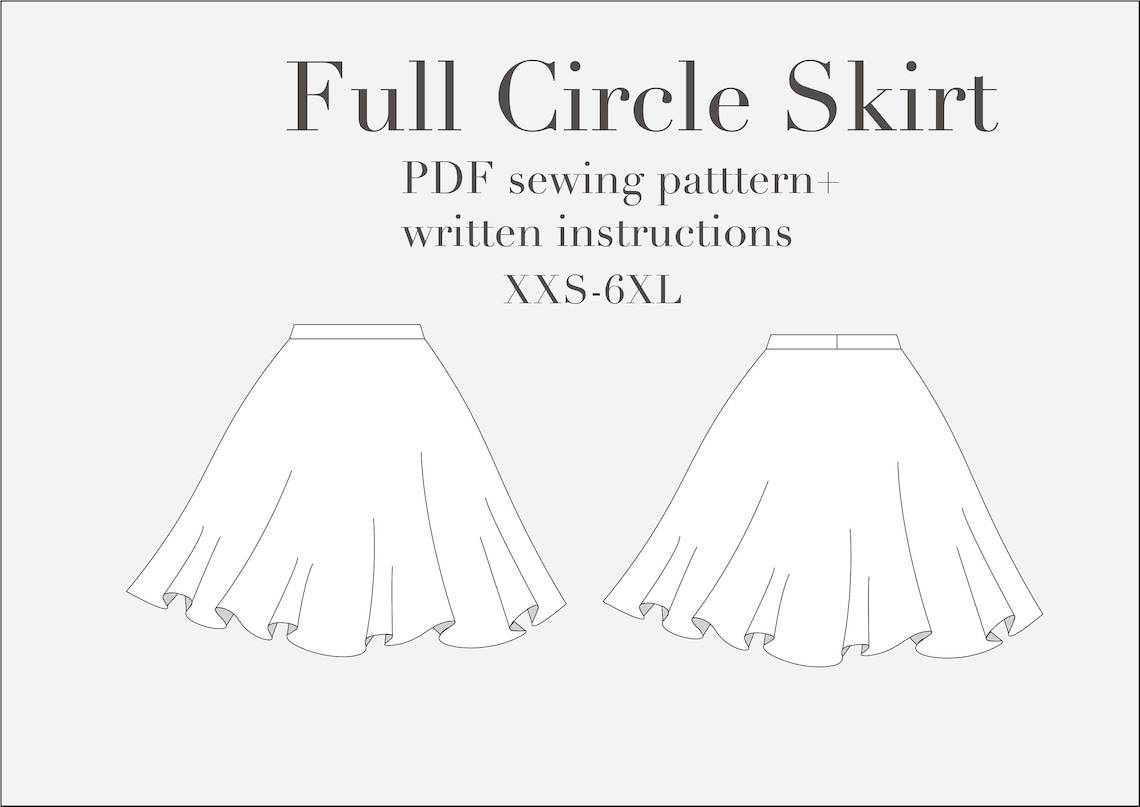Full Circle Skirt PDF Sewing Pattern Sizes XXS-6XL - Etsy