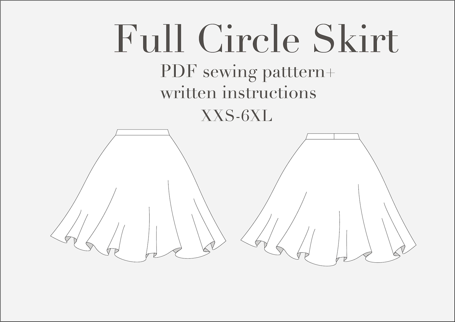 Full Circle Skirt PDF Sewing Pattern Sizes XXS-6XL - Etsy