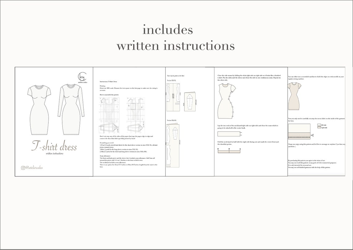 Stretch Bodycon Dress PDF Sewing Pattern Sizes XXS-6XL With - Etsy