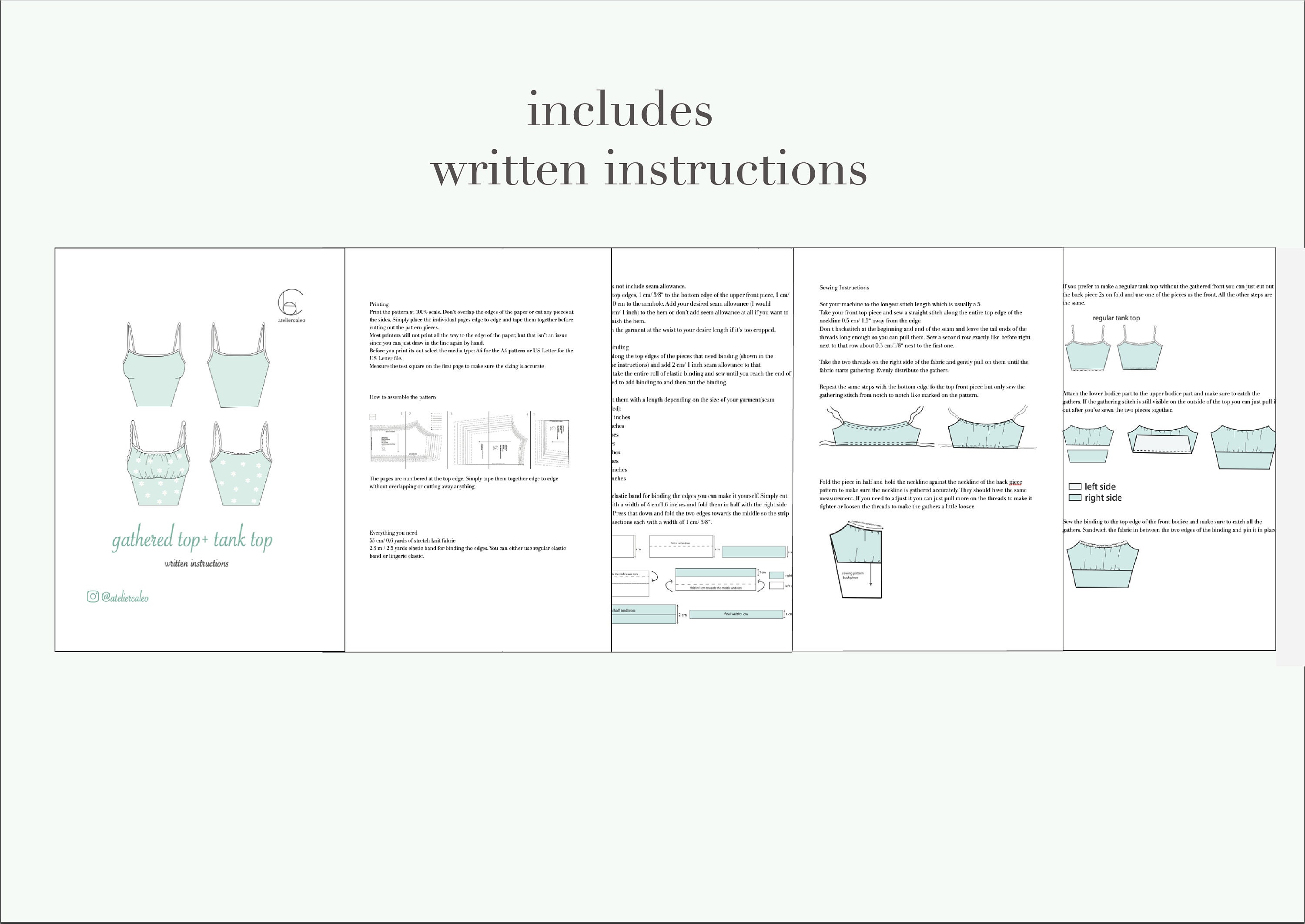 Gathered Top Tank Top PDF Sewing Pattern XXS-XXXL - Etsy