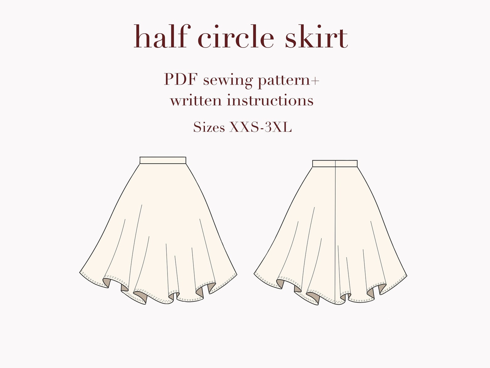 Half Circle Skirt Pdf Sewing Pattern Sizes XXS-3XL - Etsy UK