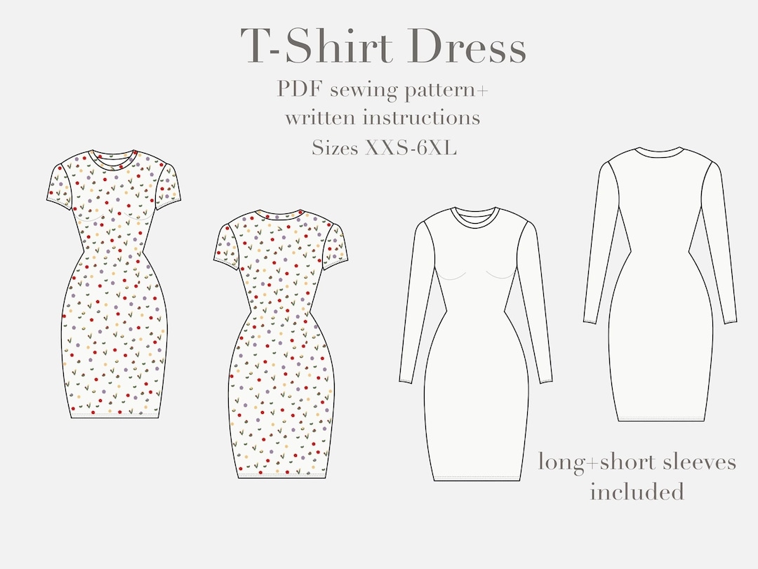 Stretch Bodycon Dress PDF Sewing Pattern Sizes XXS-6XL With Long and ...