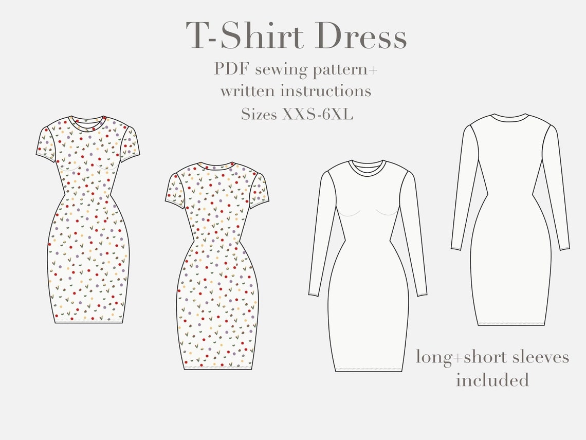 Stretch Bodycon Dress PDF Sewing Pattern Sizes XXS-6XL With - Etsy