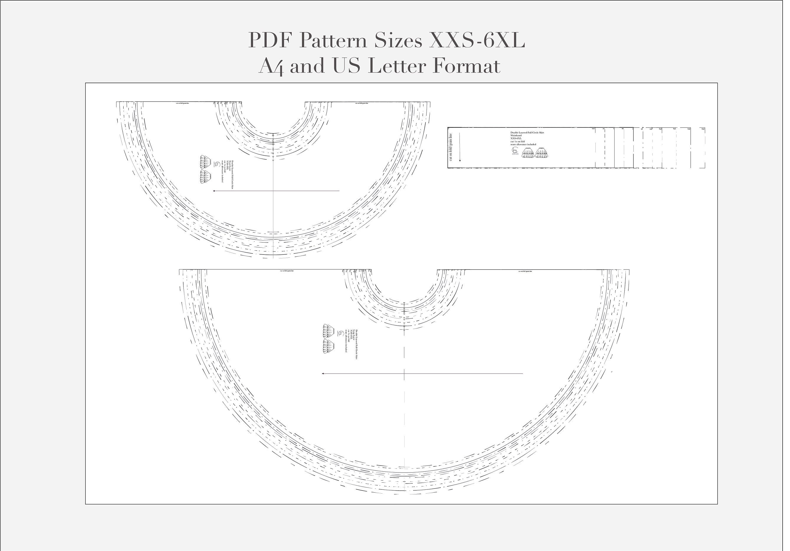 Double Layered Full Circle Skirt PDF Sewing Pattern Sizes XXS-6XL - Etsy