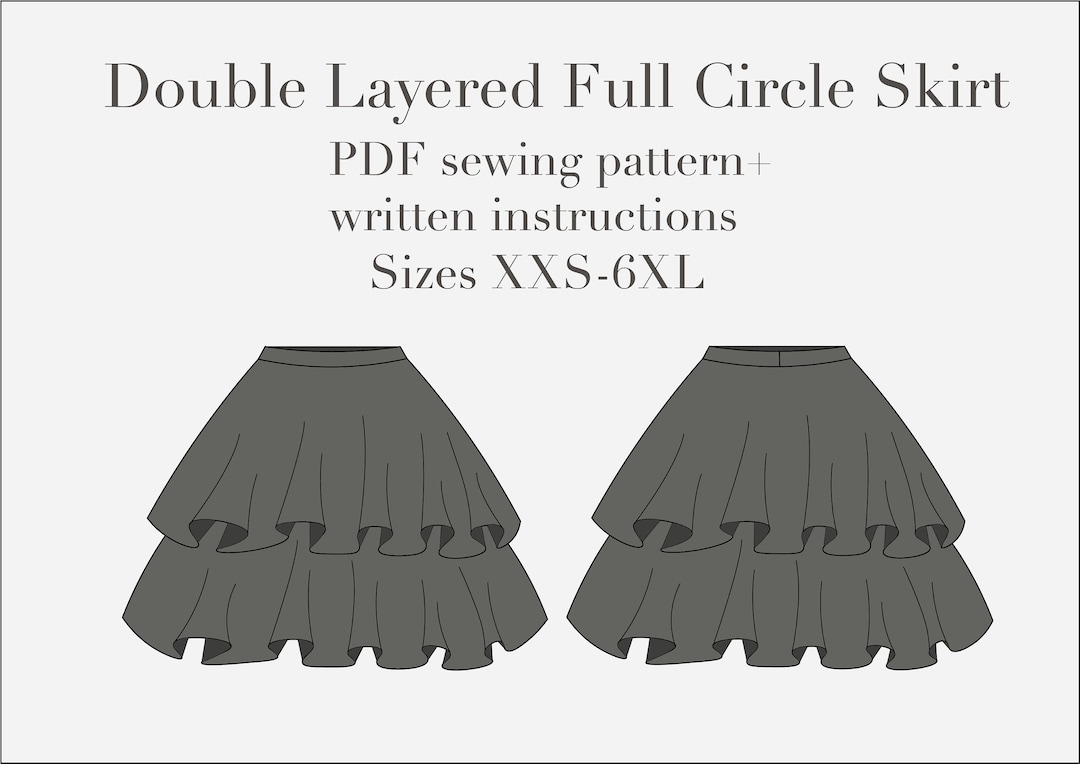 Double Layered Full Circle Skirt PDF Sewing Pattern Sizes XXS-6XL - Etsy