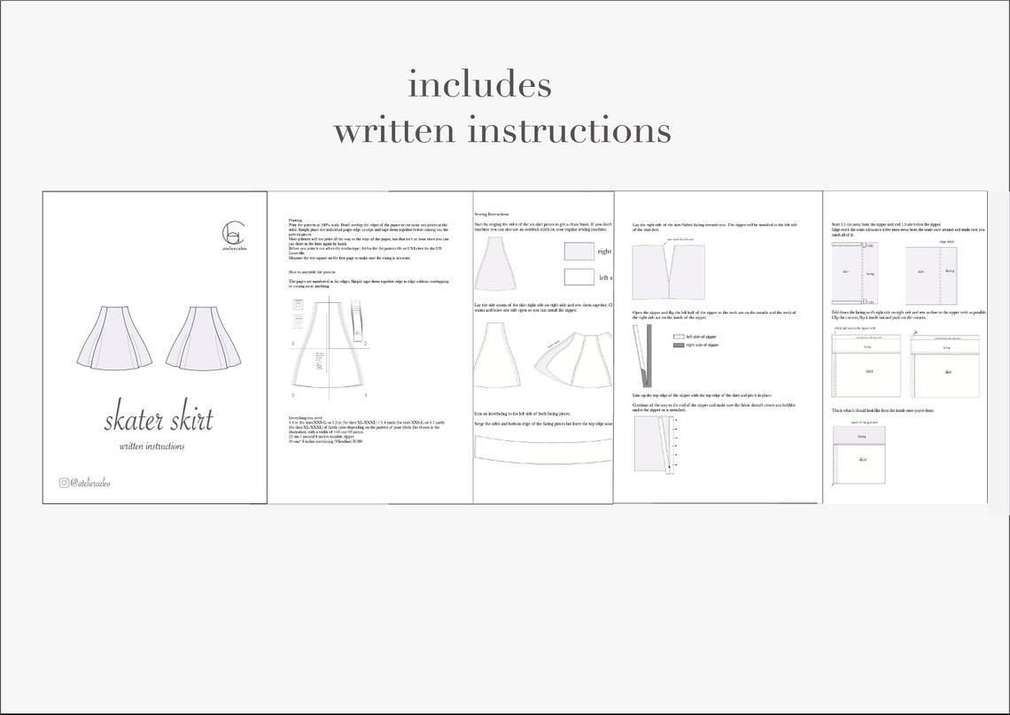 Skater Skirt PDF Sewing Pattern Sizes XXS-XXXL - Etsy