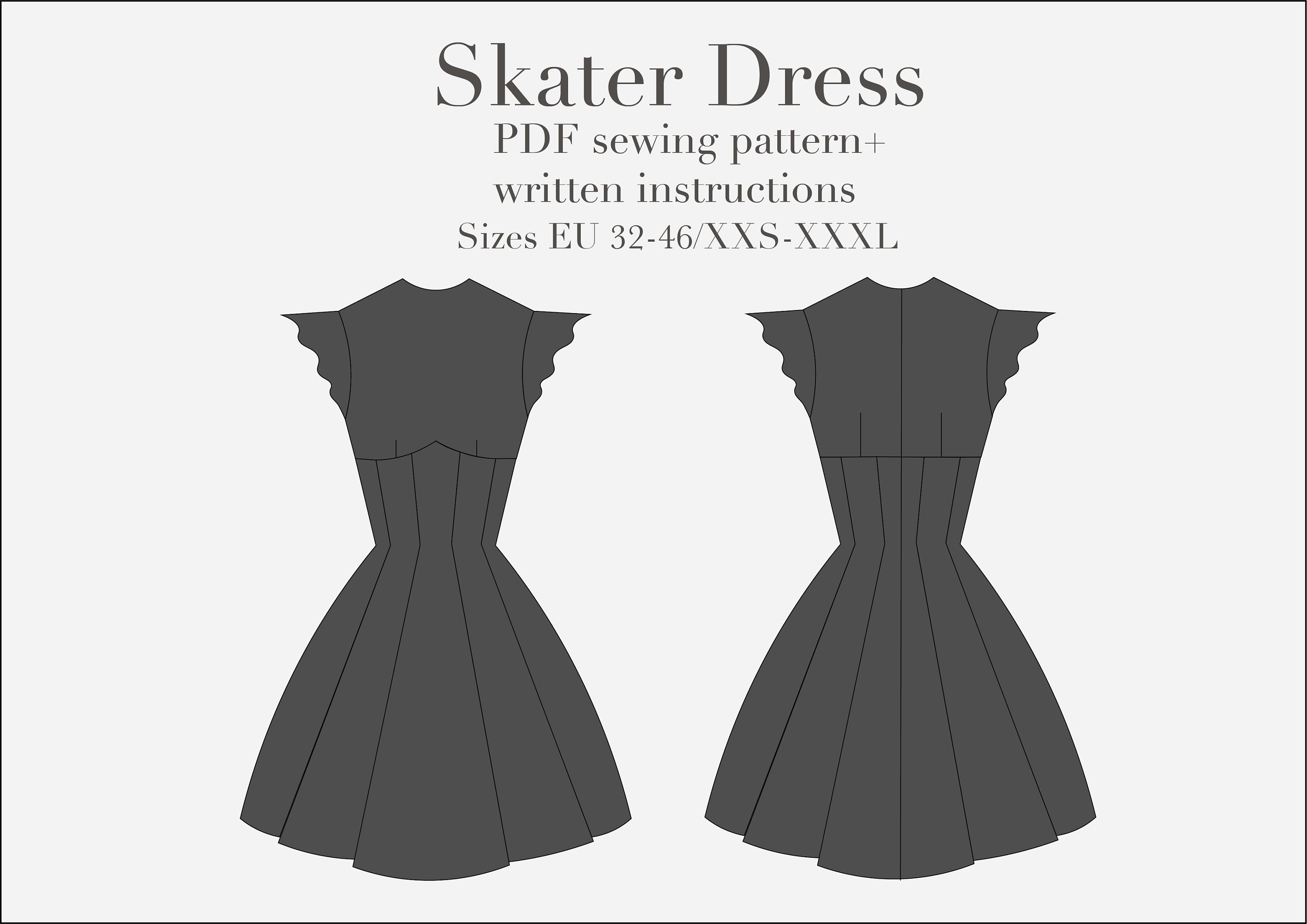 Skater Dress PDF Sewing Pattern, Sizes XXS-XXXL - Etsy