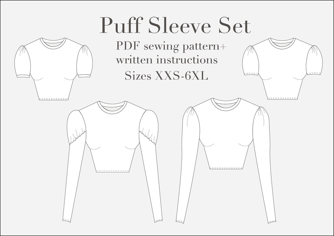 Puff Sleeve Set PDF Sewing Pattern Sizes XXS-6XL - Etsy