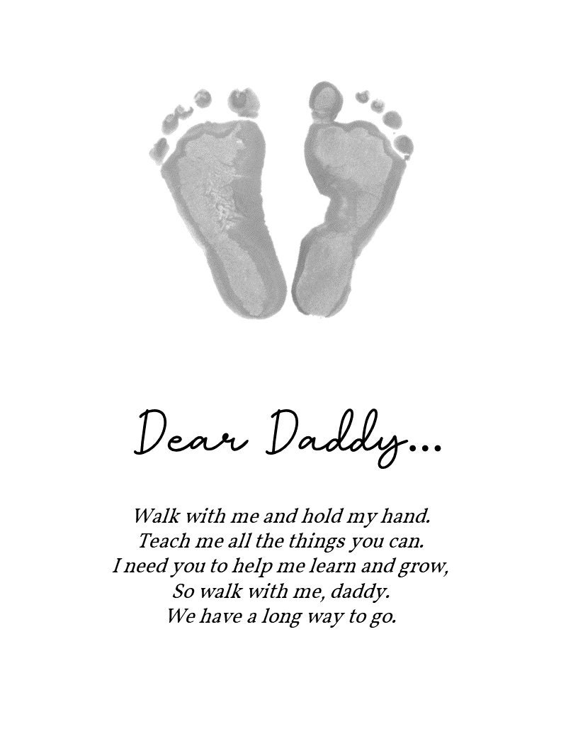 Father's Day Baby Footprint Art, Daddy Footprint Poem, Nursery Decor ...